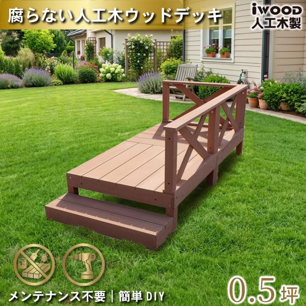 ※オリジナル人工木 iwood は、防腐も防虫も一切不要！10年経っても経年劣化によるパリパリ割れたり、表面がベタベタしたり、白く粉が浮き上がったりもありません！商品寸法(単位：約mm)：幅1800×奥行900×高さ740(デッキ部高さ28...