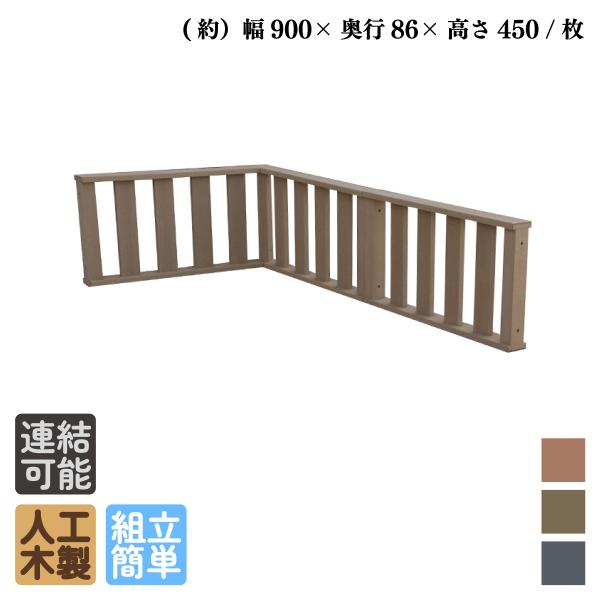 商品寸法(単位：約mm)：フェンス1枚幅900×奥行86×高さ450材質：アイウッド人工木セット総重量(約kg)：20梱包数：大型/1個口商品のデザイン、仕様、価格は予告なく変更する場合があります。