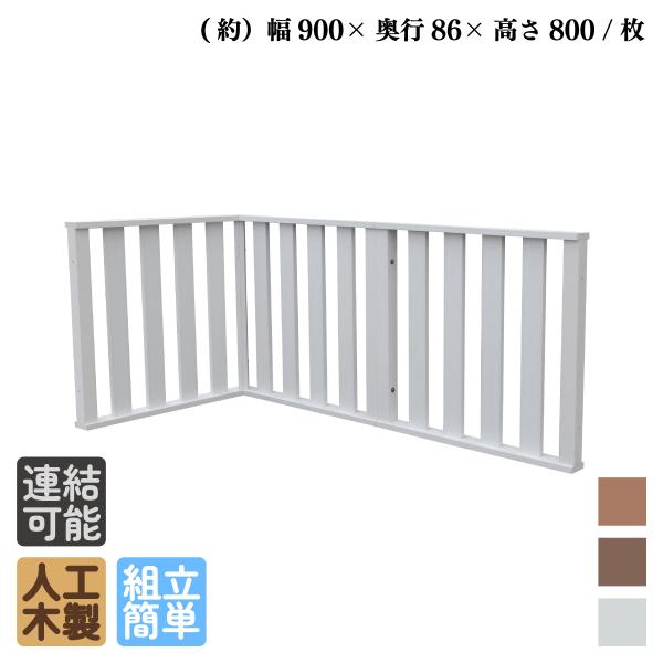 商品寸法(単位：約mm)：フェンス1枚幅900×奥行86×高さ800材質：アイウッド人工木セット総重量(約kg)：15梱包数：大型/1個口商品のデザイン、仕様、価格は予告なく変更する場合があります。