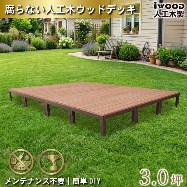 オリジナル人工木 iwood は、防腐も防虫も一切不要！10年経っても経年劣化によるパリパリ割れたり、表面がベタベタしたり、白く粉が浮き上がったりもありません！商品寸法(単位：約mm)：幅3600×奥行2700×高さ400~440材質：アイ...