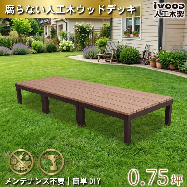 ※オリジナル人工木 iwood は、防腐も防虫も一切不要！10年経っても経年劣化によるパリパリ割れたり、表面がベタベタしたり、白く粉が浮き上がったりもありません！商品寸法(単位：約mm)：幅2700×奥行900×高さ400~440材質：アイ...