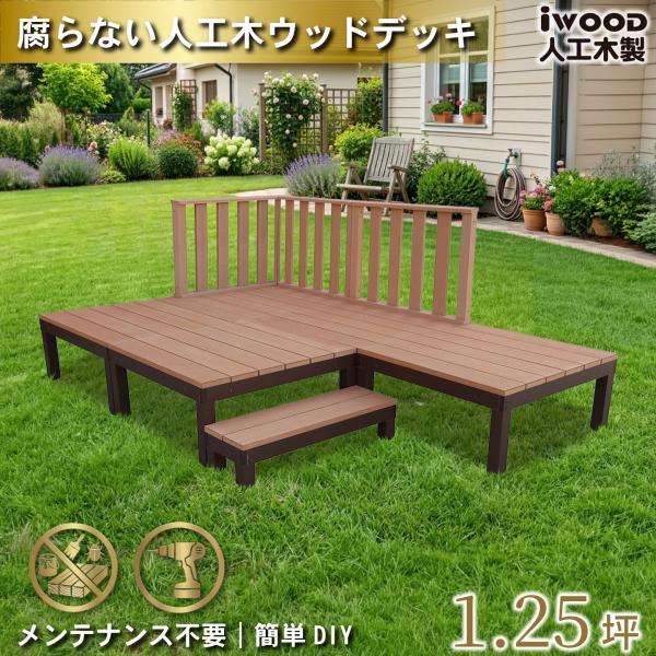 "※オリジナル人工木 iwood は、防腐も防虫も一切不要！10年経っても経年劣化によるパリパリ割れたり、表面がベタベタしたり、白く粉が浮き上がったりもありません！商品寸法(単位：約mm)：幅4500×奥行900×高さ400~440/フェン...