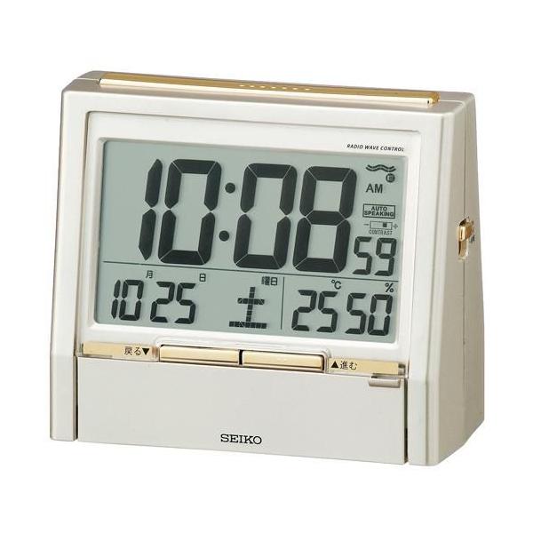 ■DA206G　セイコークロック SEIKO　電波クロック 置き時計 目覚し時計 カレンダー 音声時報クロック■サイズ：108x122x62mm 260g■機能・電波修正機能（40kHz/60kHz自動選局・受信OFF機能つき）・音声報時（...