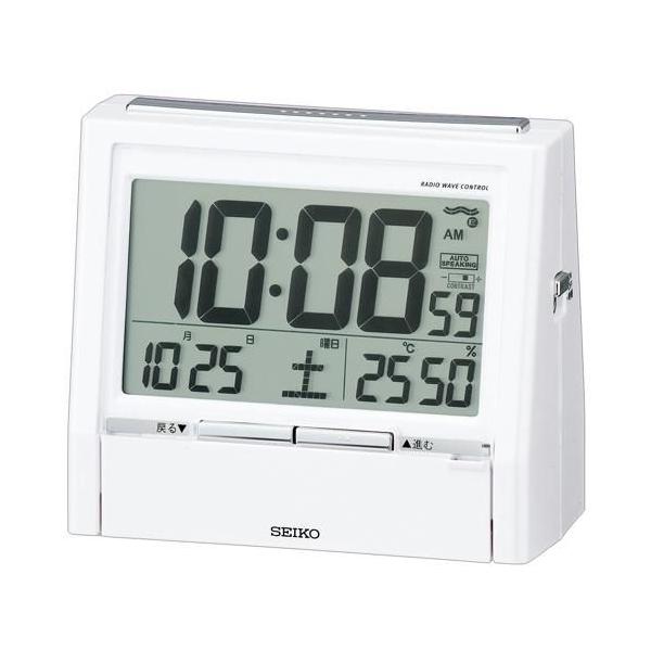 ■DA206W　セイコークロック SEIKO　電波クロック 置き時計 目覚し時計 カレンダー 音声時報クロック■サイズ：108x122x62mm 260g■機能・電波修正機能（40kHz/60kHz自動選局・受信OFF機能つき）・音声報時（...