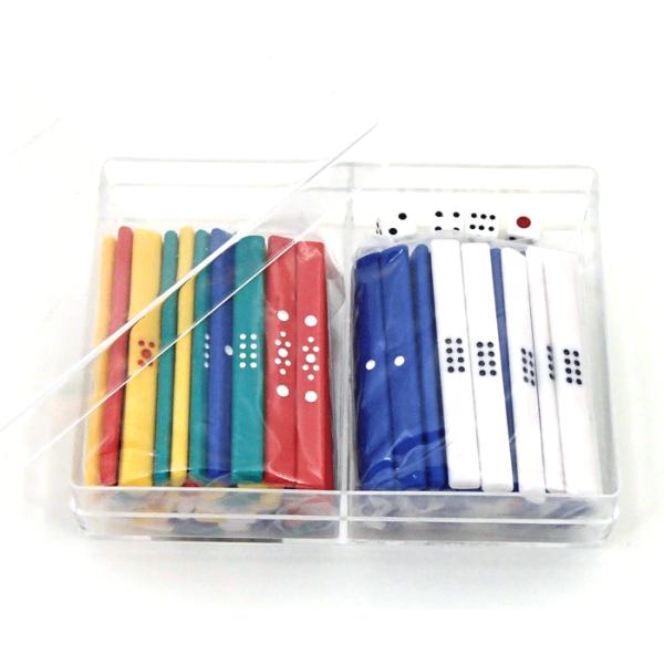 麻雀　携帯便利　麻雀カラー点棒（91本）サイコロ4個つきセット　プラスチックケース入り携帯便利で重宝します。大洋技研のカラー点棒サイコロ4個付セット内容サイコロ9mm4個材質：ユリア1赤目大【カラー点棒内訳】100点棒白  25本500点棒...