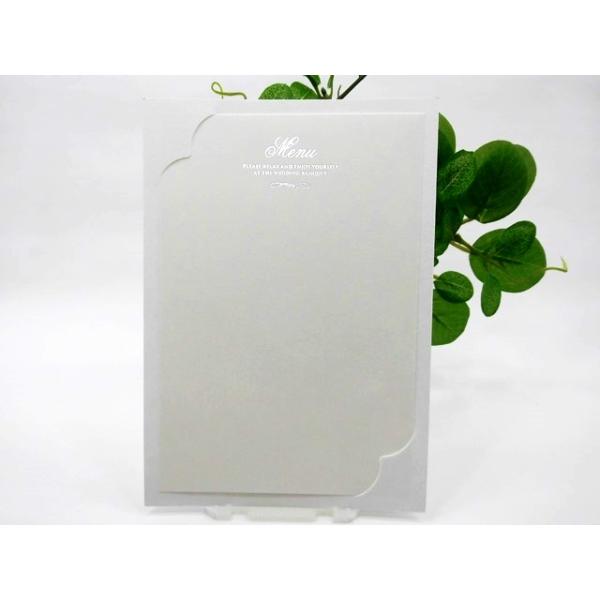 結婚式 メニュー表 印刷込みセット ＝レディアン＝メニュー表用紙セットの中紙に当日のお料理メニュー(お品書き・お献立)を印刷【最低20セットから】します。メニュー原稿のご入稿は、手書きや式場様のパンフレットなどのコピーでもＯＫです。弊社にて...