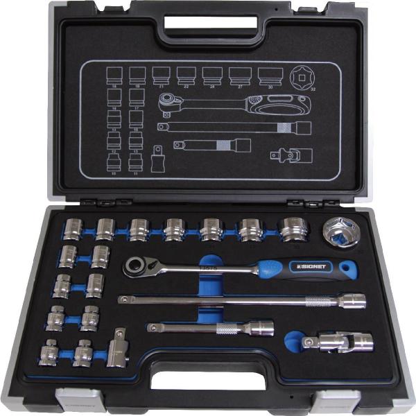 SIGNET (シグネット)　13137 1/2DR 21PC ショートソケットセット（6角） 品番：13137新品になります。メーカー品番：13137JANコード：4712818939620●差込角(DR)：1/2●ソケット全長(mm)：...