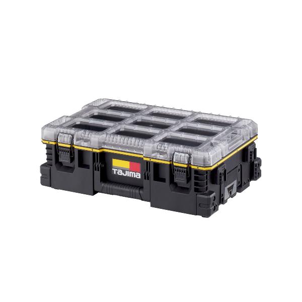 タジマ tajima セフパーツボックスL 品番：TB-PBOXL新品になります。JAN　：4975364361042セフパーツボックス外側にセフホルダー機能（4個）を搭載重ねて置くだけでしっかりと連結する荷崩れ防止仕様持ち運びに便利なフロ...