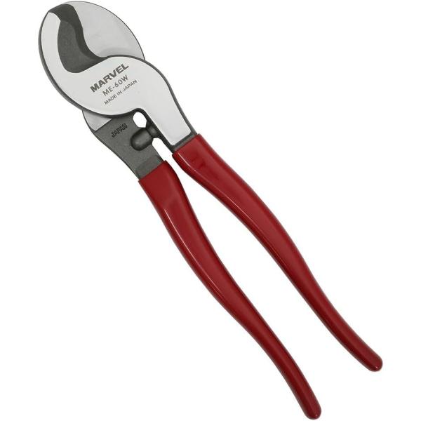 マーベル MARVEL ME-60W ケーブルカッター品番：ME-60W新品になります。口開きが深いので、2分3分の冷媒管の切断が一発で可能!全長：235mm切断能力(mm2)：IV線 60mm2用途：銅線専用質量：430g在庫状況が常時変...