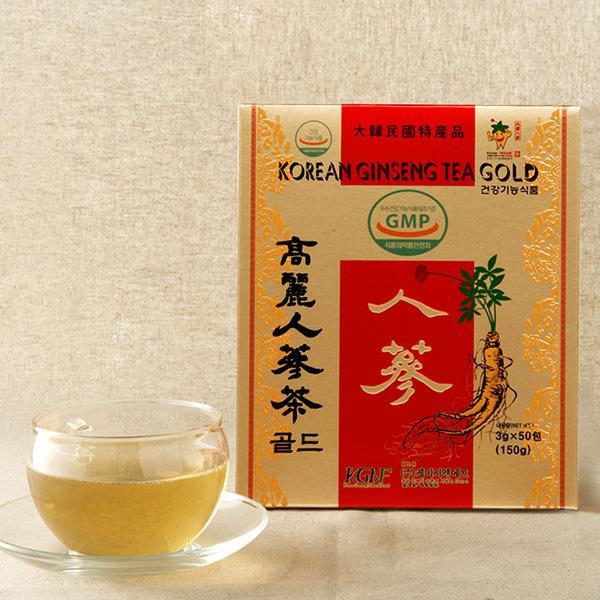 #商品の特徴 : POINT高麗人参茶 GOLDは、韓国の伝統的な飲み物として、古くから愛され続けてきた高麗人参を贅沢に使用しています。このお茶は、50包入りの紙箱に収められており、使い勝手抜群です。忙しい日常でも手軽に美味しい健康を楽しむ...