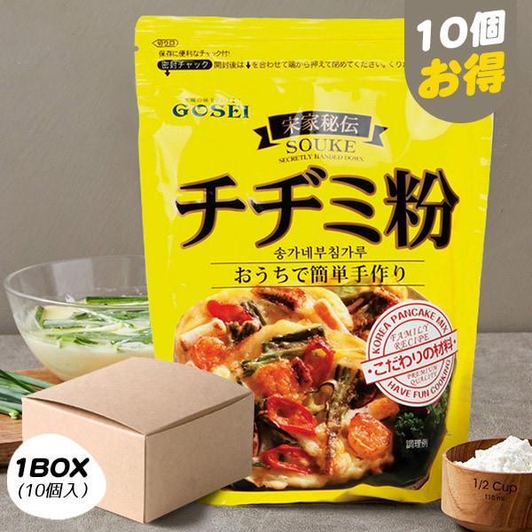 名称 GOSEI 宋家秘伝 チヂミ粉 1kg内容量 1BOX(1kg×10個入) 賞味期限 別途表記保存方法 高温多湿を避け、直射日光の当たらない涼しい場所で保管してください。主原料 小麦粉、とうもろこしでん粉、シーズニングパウダー（ブドウ...