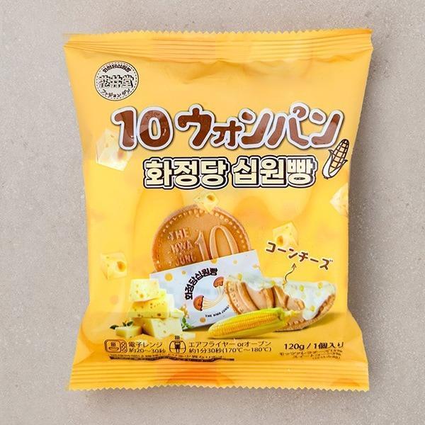 #商品の特徴 : POINT大人気の韓国屋台お菓子、[花井堂]の10ウォンパン コーンチーズ味が登場！約120gのボリュームで、外はカリッと、中はふんわりとしたベビーカステラが絶妙に楽しめます。コーンチーズの風味がたっぷり詰まっており、一口...