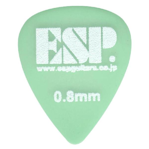 ESPポリアセタールピック　サンドグリップタイプスタンダードで安心のESP製ピック！両面に印刷されているロゴはザラザラとしたサンドグリップ仕様になっていますので、汗などによる滑り落ちを防止します。◆カラー：グリーン◆厚さ：0.8mm＊御注文...