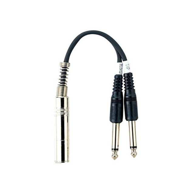 標準ステレオジャックの分岐用Y字変換ケーブル1つのステレオジャックを2本のオス標準モノラルジャックに分岐する変換コネクターケーブル。メス標準ステレオフォーンプラグ×1←→オス標準モノラルフォーンプラグ×2イケベカテゴリ_レコーディング_ケー...