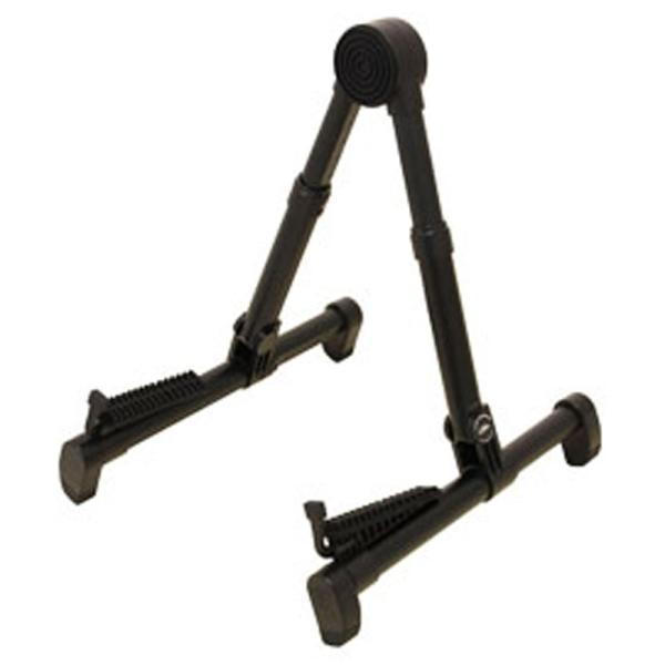 コンパクトに折りたたみが可能なアルミ製のギタースタンド。エレキギター〜アコースティックギターの厚みまで対応します。アルミ製で軽量なので持ち運びにも便利です。製品仕様■カラー：BK(ブラック)■Size：347(H) x 288(W) x 2...