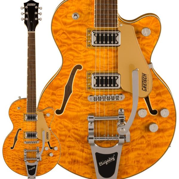 GRETSCH Electromatic Collection美しいキルテッドメイプルトップ、バック、サイドを採用したチェンバードスプルースのセンターブロックを備えた小ぶりなボディが特徴で、ダイナミックなレゾナンス、ハイゲインパワー、軽量な...