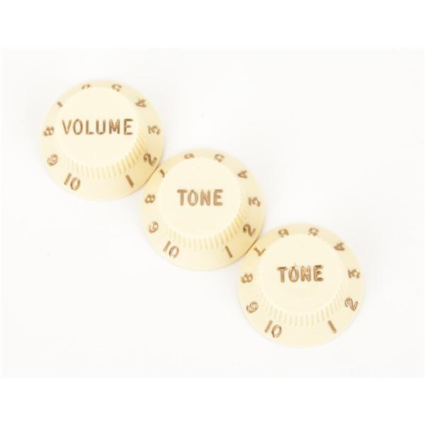 プラスチック製プッシュオン式コントロールノブ3個セットは、1954年から現在まで製造されているアメリカ製/メキシコ製のほぼすべてのStratocasterモデルに使用されている1/4インチのスプリットシャフト・ポテンショメータに適合するよう...