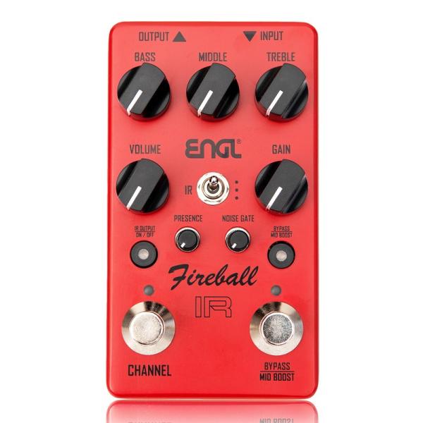 ENGL Fireball IRは、ENGLの代表的なFireballアンプを基にした、2チャンネル仕様の多機能ペダルです。CHANNELフットスイッチでクリーンチャンネルとリードチャンネルの切り替えが可能で、MID BOOST機能はBYP...