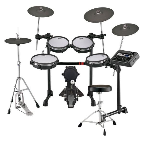＜DTX6K5-MUPS＞DTX6K5-MUPSは、新開発のメッシュヘッド搭載の12''スネアパッドと自由度の高いセッティングを可能にするラックを採用し、アコースティックドラムに近い演奏性を実現しています。また、DTX-PROモジュールに搭...