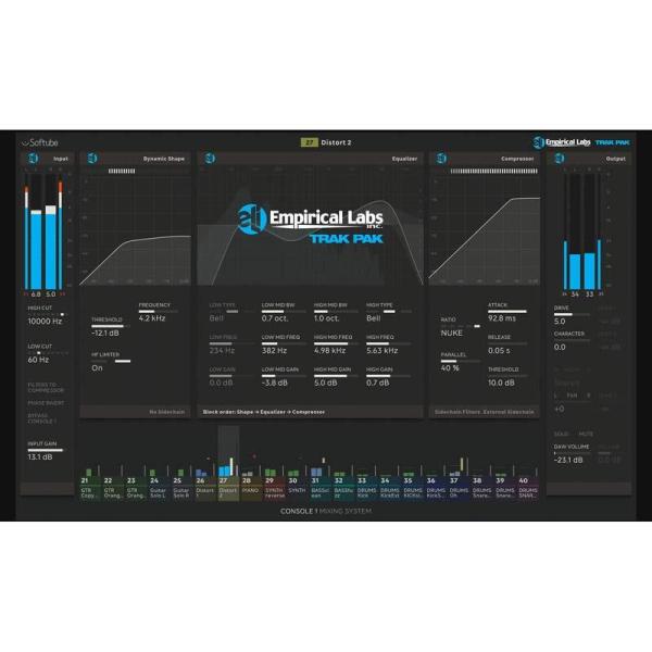 Console 1エコシステムで最もパンチの効いたチャンネル・ストリップ！Empirical Labs創業者Dave Derr氏とのパートナーシップの元、Lil FrEQのディエッサー/アナログ・イコライザー・セクションとMike-Eのサチ...