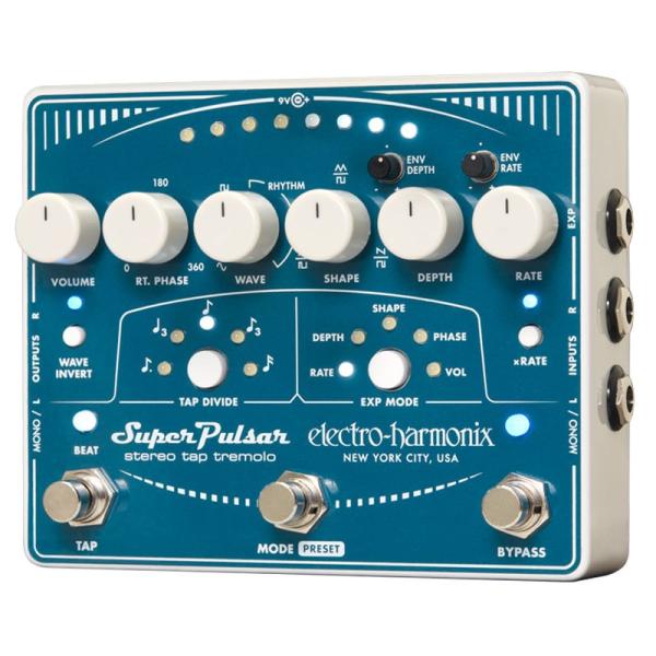 Electro Harmonix Super PulsarSuper Pulsarは、パワフルなコントロールと信号経路を備えた真のスーパートレモロで、リアルなヴィンテージトレモロ〜効果音のような使い方まで、トレモロでできる全てが1台に詰め込...