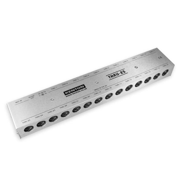 1系統のMIDI入力を25系統に分配KENTON Electronics THRU-25 (スルー トゥエンティファイブ)は1系統の MIDI 入力を 25 系統に分配して出力する MIDI スルーボックスです。複数のMIDI機器を MID...