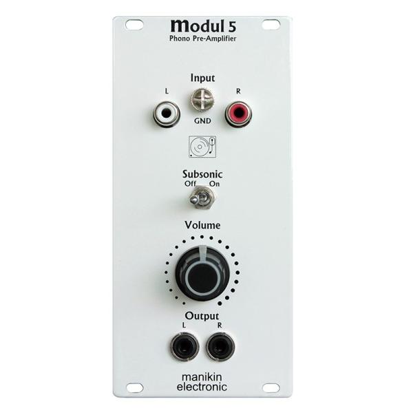 Modul 5 Phono Pre-Amplifier &amp; Subsonic-Filter はターンテーブルをユーロラック・モジュラーシンセへ接続するための フォノ・プリアンプとサブソニック・フィルターを搭載したモジュールです。フォ...