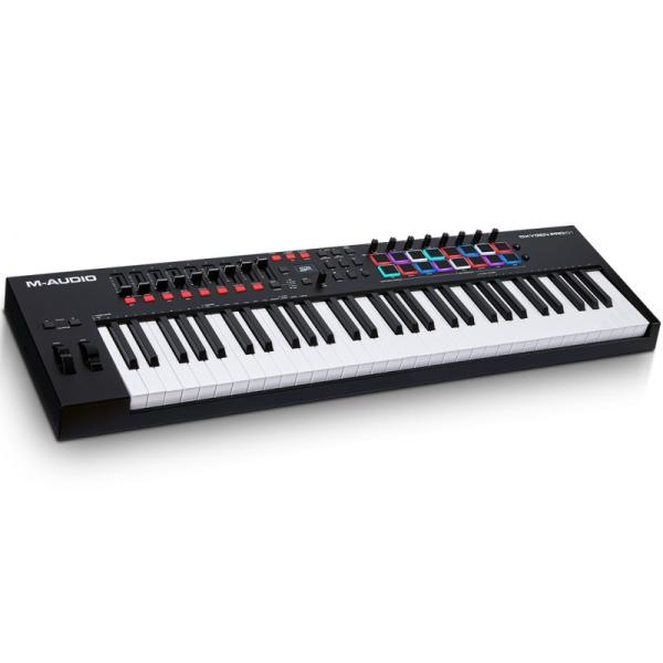 ★61鍵USB MIDIキーボードコントローラー●プロフェッショナルな音楽制作M-Audio Oxygen Pro 61は、クリエイティブな音楽制作を実現するために必要なツールが揃ったパワフルなUSB搭載MIDIコントローラーです。自由な表...