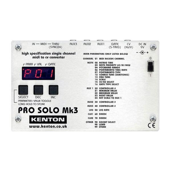 ★PRO SOLO Mk3 MIDI to CV / Gate / Clock ConverterKENTON Electronics PRO SOLO Mk3 (プロ・ソロ・マークスリー)は CV/Gate 入力を搭載した全てのアナログ・...