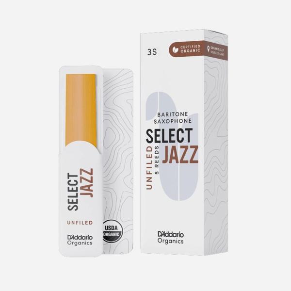 // D'Addario Woodwinds Select Jazz UNFILED Cut for Baritone Sax //-----USDAオーガニック認証(※)に伴い、「パッケージ・デザイン」「紙製リード・ホルダー入（個別密封包...