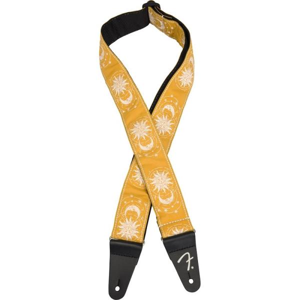 American Vintage II Sun Strapは、あなたのギターの明るく大胆で美しい色を引き出してくれるストラップです。ジャカード織りの太陽と月のデザインが特徴的なこのストラップは、お気に入りの長さに調整でき、お気に入りのAme...