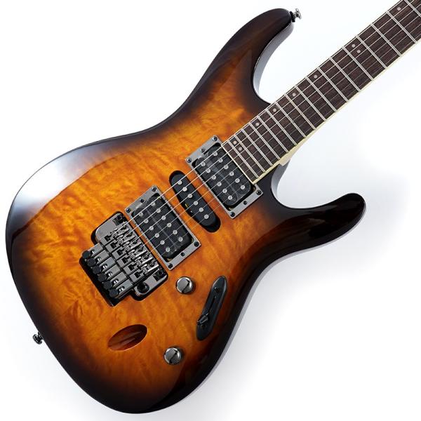 Ibanez S670QMTOP &amp; BACKアーチのボディがトレードマークのSモデル新色をまとう、HSHピックアップ&amp;トレモロ搭載のS670QMが登場しました！薄い握り心地と握りやすさを追求した、IbanezオリジナルのW...