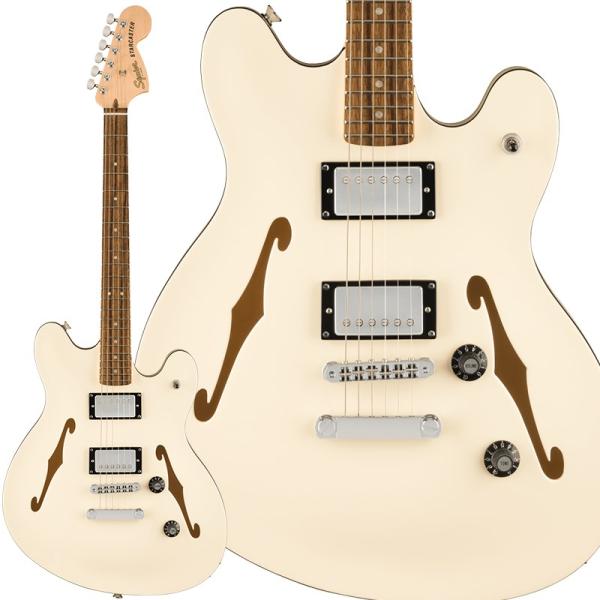 Squier Affinity SeriesStarcasterは70年代に登場したギターで、そのオフセットボディシェイプはセミホロウギターデザインの常識を覆し、冒険心溢れるプレイヤーに多彩なサウンドと斬新なスタイリングを提供しました。Af...