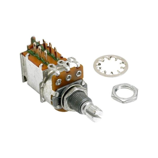 250Kプッシュプル式スプリットシャフトのポテンショメータがあれば、ギターに新たな穴を開けることなく、コイルタップやフェイズスイッチを追加することができます。取り付け用金具付き。Features・250Kスプリットシャフトのポット・プッシュ...