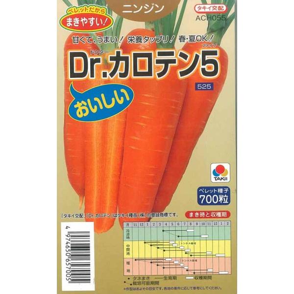 根部は内部まで鮮濃紅色で、おいしいニンジンです。草勢が強く、大変作りやすく、減農薬・減肥栽培におすすめです。夏まきで根長17cm、根重220g程度によく太ります。トウ立ちが遅いので、春まき栽培も可能