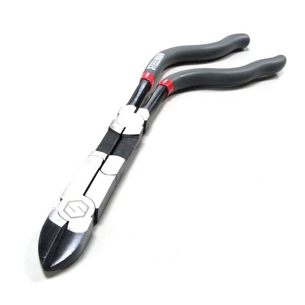 STEELMANのロングリーチ、ダブルジョイントカッティングプライヤー。ピストルグリップで全長が約１１”になります。軸長部分だけですと約６”くらいになります。ダブルジョイントですので腹部が大きく広がらず、狭い場所の奥のほうを狙えます。ダブル...