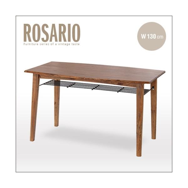 商品名木製 ダイニングテーブル 130【ロサリオ　Rosario】サイズ （cm寸法）幅 ： 130 × 奥行 ： 75 × 高さ ： 72材質天然木(ミンディ)ラッカー塗装アイアン(粉体塗装)特徴カフェやお店にも使えるおしゃれなアンティー...