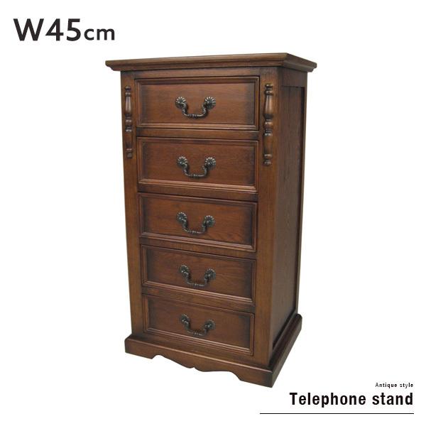 商品仕様／規格商品名引き出し付き 電話台サイズ(cm寸法)幅：45×奥行：35×高さ：80材質材質：オーク材塗装：ラッカー塗装特徴アンティーク調のかわいい電話台。置くだけでインテリアをおしゃれに演出。備考※アンティークの雰囲気を出す為、木部...