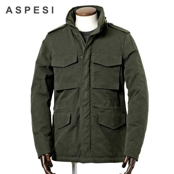 アスペジ ASPESI ／ 【国内正規品】 ／ 25-26AW 撥水ドライワックスドコットンThermore中綿M-65ジャケット「MINIFIELD COT」（ダークオリーブ）【ハンガー便選択OK】／ メンズ イタリア アウター ミリタリ...