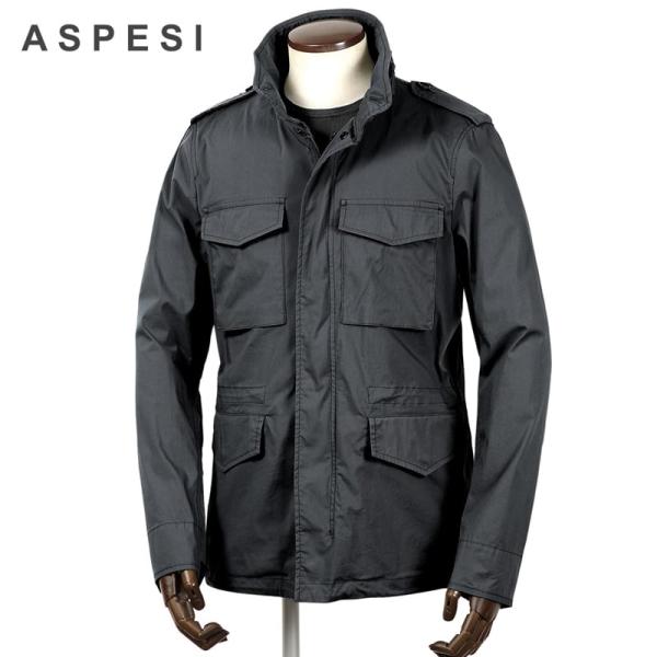 アスペジ ASPESI ／【国内正規品】／ 26SS 製品洗いコットンナイロンストレッチポプリンM-65ジャケット「MINIFIELD COT」（ネイビー）【ハンガー便選択OK】／ 3シーズン 春夏秋 M65ジャケット メンズ アウター ミ...