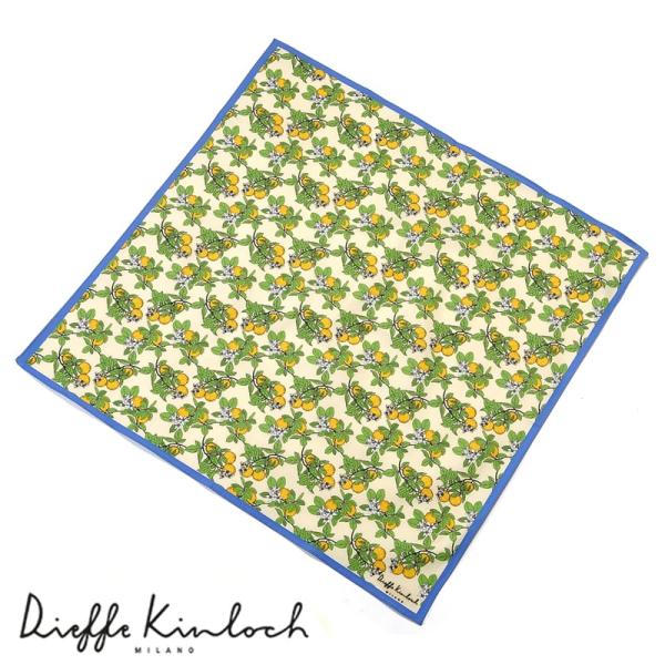 ディエッフェ キンロック Dieffe Kinloch ／ コットンポプリンプリントハンカチーフ「MARRAKECH／ARANCE」（アイボリー基調）【ネコポス対応 ／ 12点まで同梱可】【ラッピング対応】／ ハンカチ メンズ ギフト プレ...