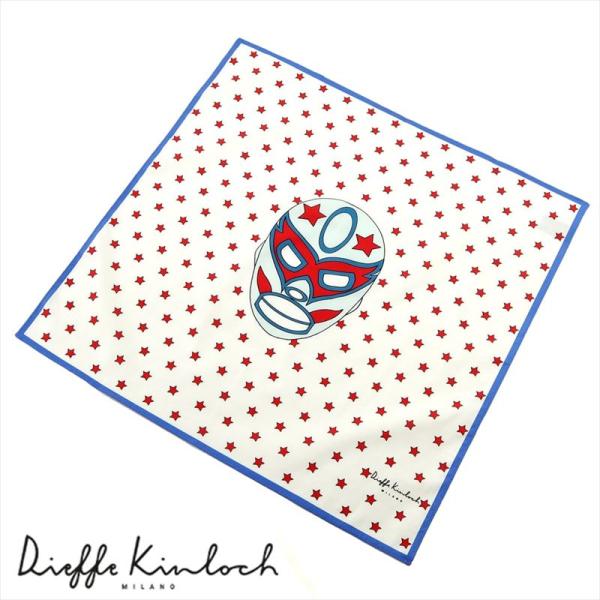 ディエッフェ キンロック Dieffe Kinloch ／ コットンポプリンプリントハンカチーフ「MEXICO／LUCHA LIBRE STARS」（ホワイト基調）【ネコポス対応 ／ 12点まで同梱可】【ラッピング対応】／ メンズ ギフト ...