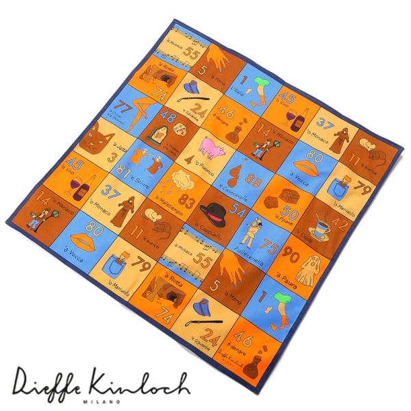 ディエッフェ キンロック Dieffe Kinloch ／ コットンポプリンプリントハンカチーフ「NAPOLI／SMORFIA」（マルチカラー）【ネコポス対応 ／ 12点まで同梱可】【ラッピング対応】／ ハンカチ メンズ ギフト プレゼント...