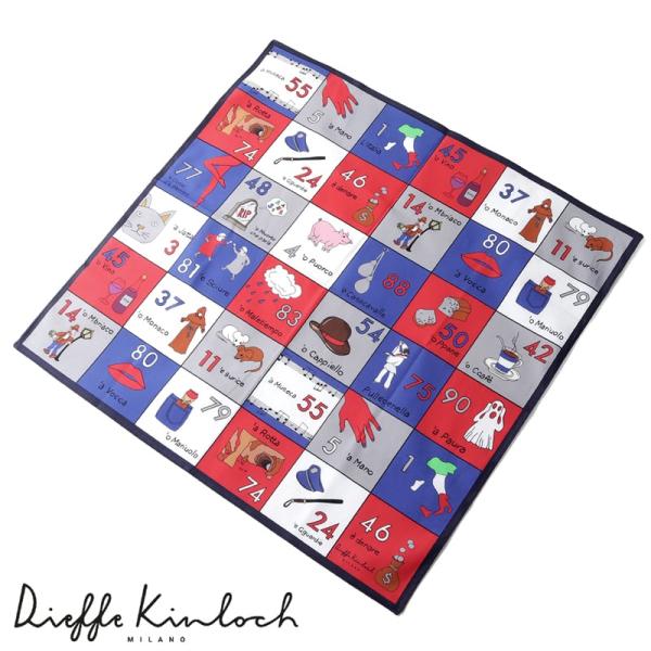 ディエッフェ キンロック Dieffe Kinloch ／ コットンポプリンプリントハンカチーフ「NAPOLI／SMORFIA」（マルチカラー）【ネコポス対応 ／ 12点まで同梱可】【ラッピング対応】／ ハンカチ メンズ ギフト プレゼント...