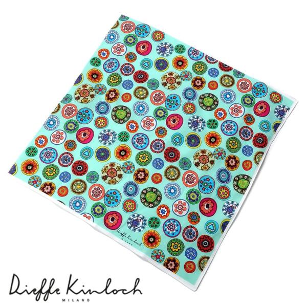 ディエッフェ キンロック Dieffe Kinloch ／ コットンポプリンプリントハンカチーフ「VENICE／MURRINE」（ペールブルー基調）【ネコポス対応 ／ 12点まで同梱可】【ラッピング対応】／ ハンカチ メンズ ギフト プレゼ...