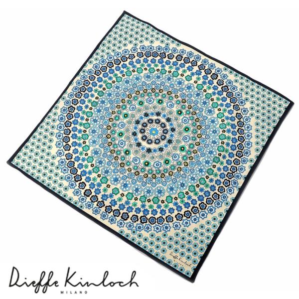 ディエッフェ キンロック Dieffe Kinloch ／ コットンポプリンプリントハンカチーフ「VENICE／MURRINE CIRCLE」（ベージュ基調）【ネコポス対応 ／ 12点まで同梱可】【ラッピング対応】／ ハンカチ メンズ ギフ...
