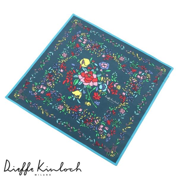 ディエッフェ キンロック Dieffe Kinloch ／ コットンポプリンプリントハンカチーフ「MADRID／CLAVEL BLOSSOM」（グレイッシュネイビー）【ネコポス対応 ／ 12点まで同梱可】【ラッピング対応】／ ハンカチ メン...
