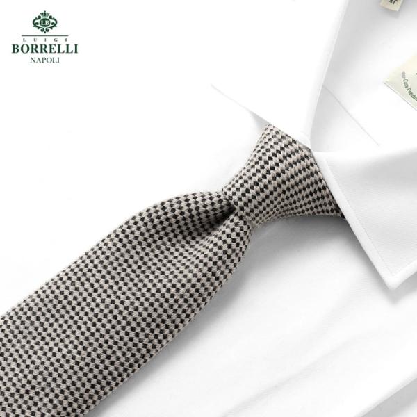 ルイジボレッリ ルイジボレリ LUIGI BORRELLI ／ 25-26AW ウールバスケットソリッドネクタイ「30133」（グレージュ）【ネコポス対応 ／ 1点のみ・同梱不可】【ラッピング対応】／ ブランド ビジネス 秋冬 イタリア ウ...