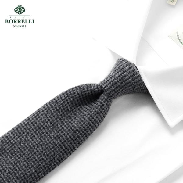 ルイジボレッリ ルイジボレリ LUIGI BORRELLI ／ 25-26AW ウールバスケットソリッドネクタイ「30133」（チャコールグレー）【ネコポス対応 ／ 1点のみ・同梱不可】【ラッピング対応】／ ブランド ビジネス 秋冬 イタリ...