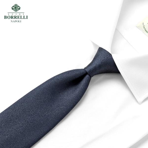 ルイジボレッリ ルイジボレリ LUIGI BORRELLI ／ 26SS シルクシャンタンソリッドネクタイ「4502061」（ネイビー）【ネコポス対応 ／ 1点のみ・同梱不可】【ラッピング対応】／ ブランド ビジネス オールシーズン イタリ...
